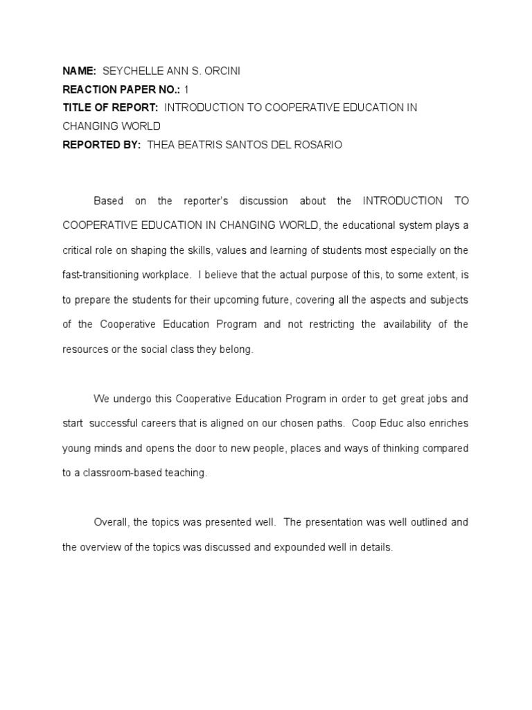 ACTIVITY 1 AND REACTION PAPER 1 | PDF | Internship | Job Hunting