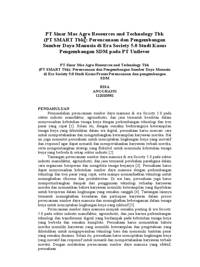 Tugas Perencanaan Pengembangan SDM2023 RISAANGGRAINI112010581 | PDF