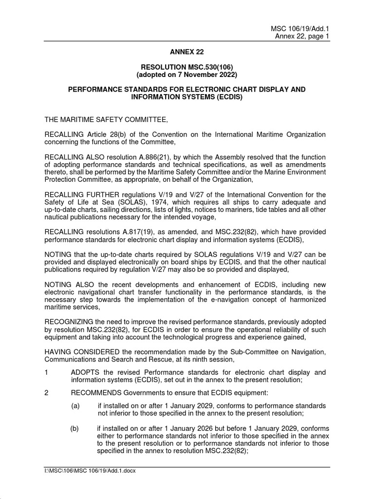 Ecdis Performance Standards 1 Pdf Navigation