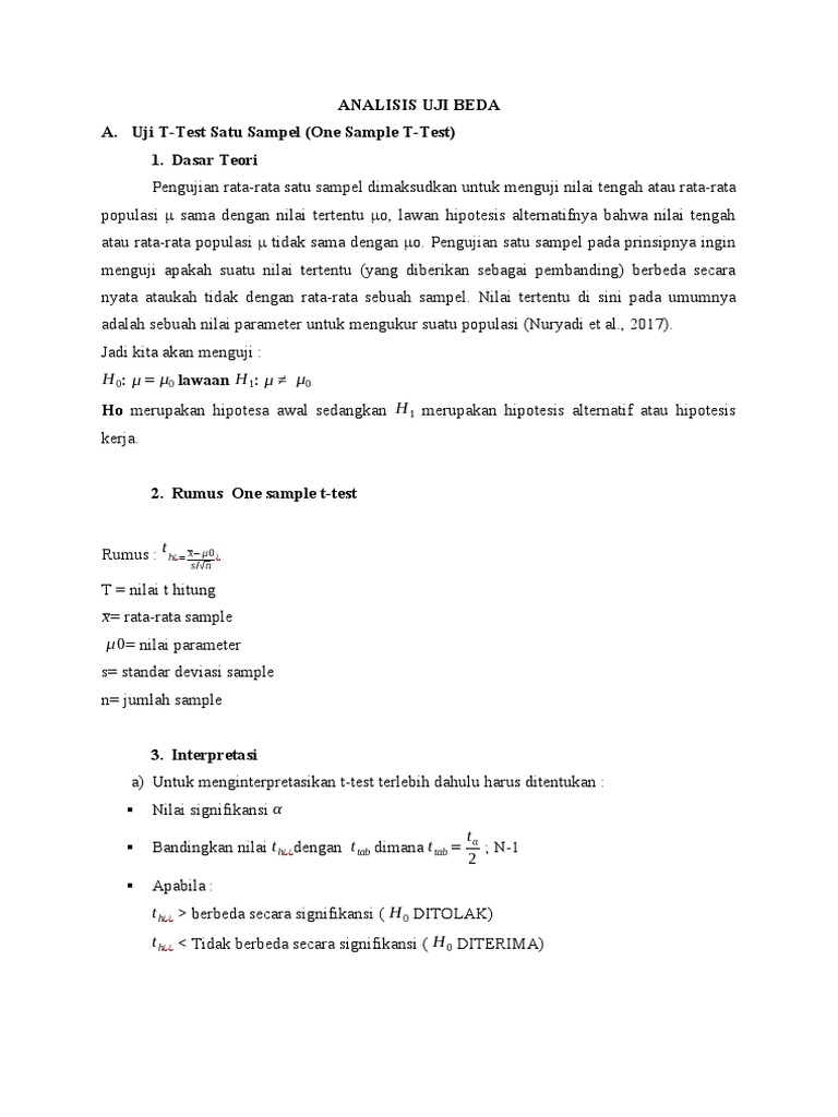 Analisis Uji Beda | PDF