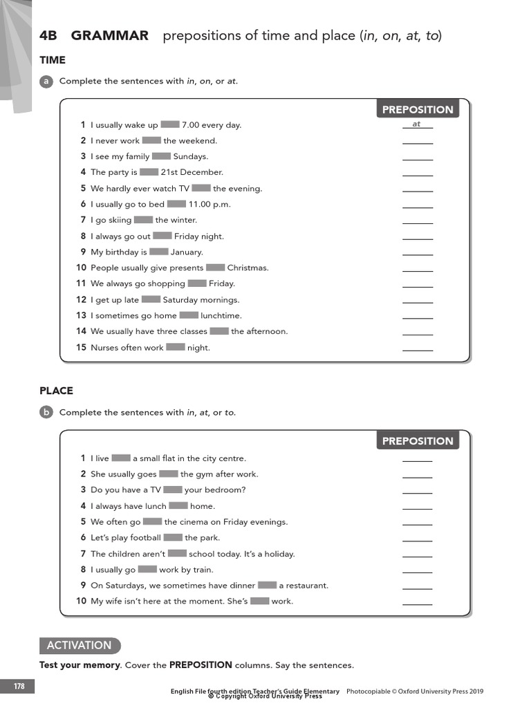 EF EL 4B G Prep Time Place | Download Free PDF | Lunch