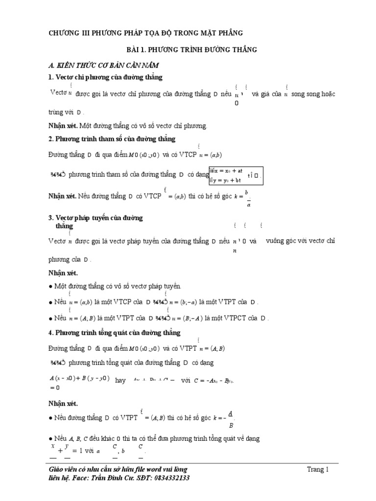 Phan Loai Va Phuong Phap Giai Bai Tap Phuong Phap Toa Do Trong Mat Phang | PDF