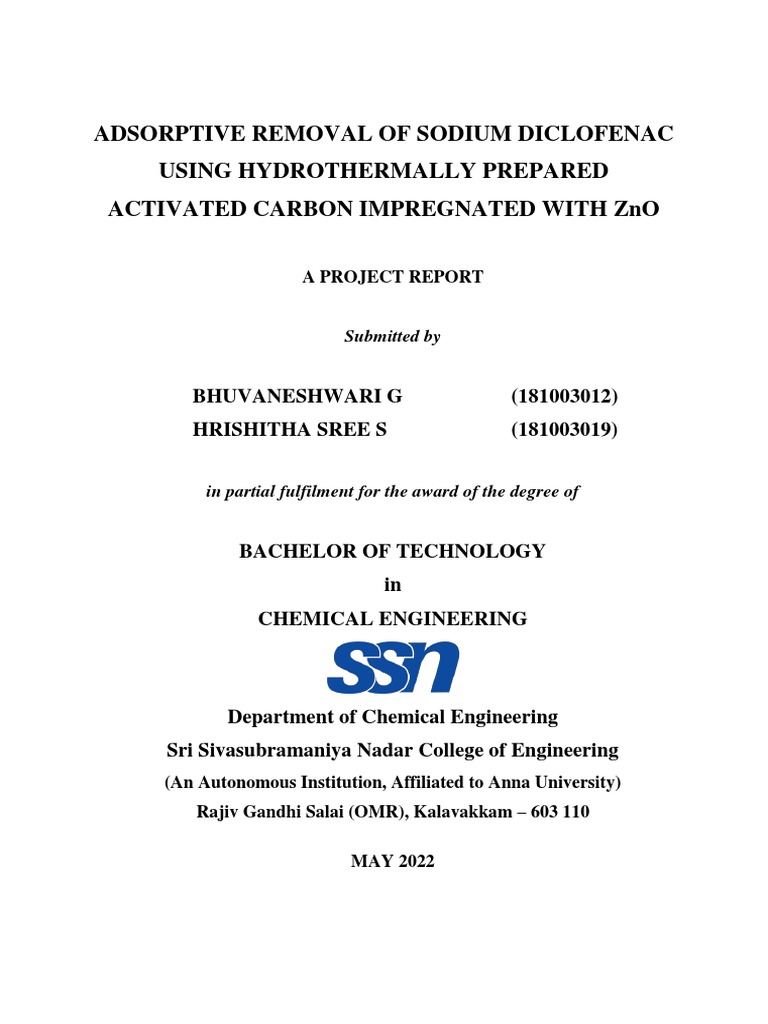 Final Year Project Report | PDF | Adsorption | Zinc Oxide