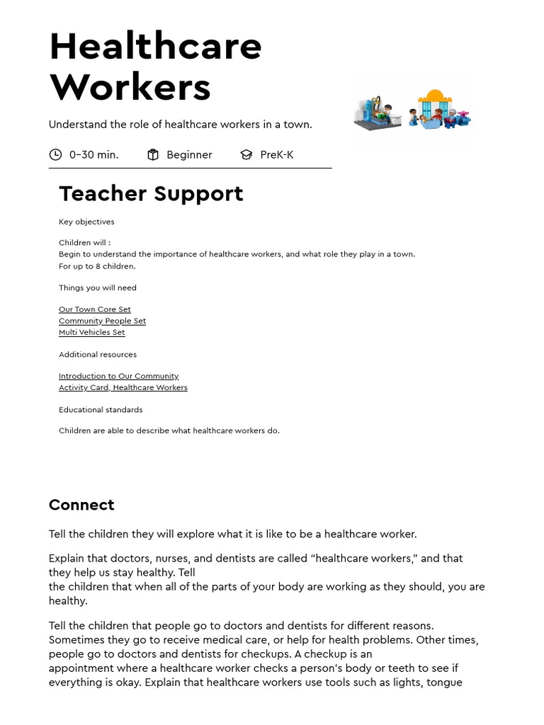 Healthcare Workers _ My XL World Lesson Plan _ LEGO® Education | PDF ...