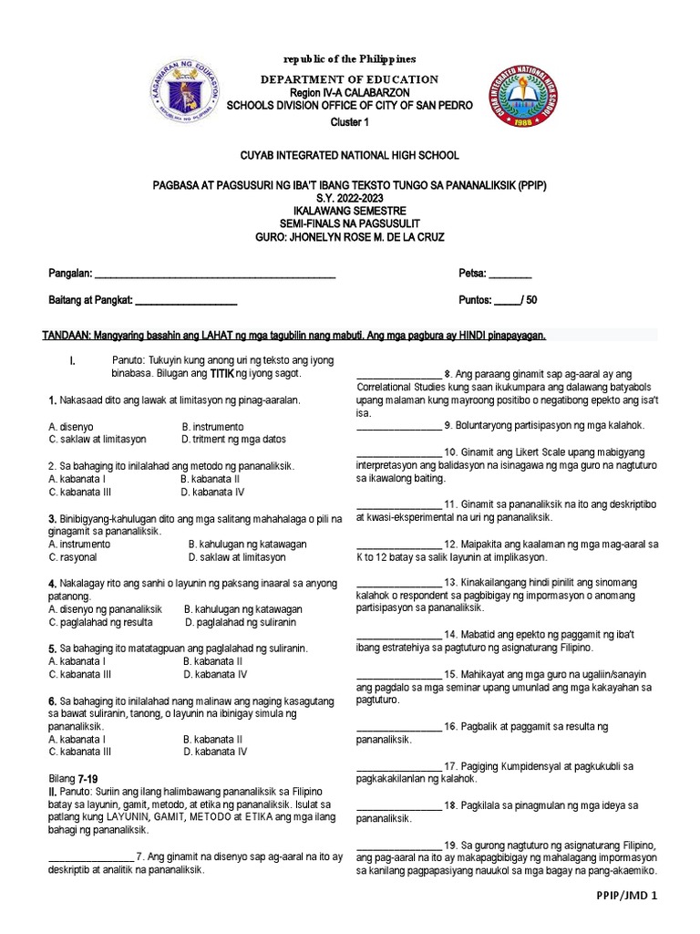PPIP 4th QUARTER | PDF