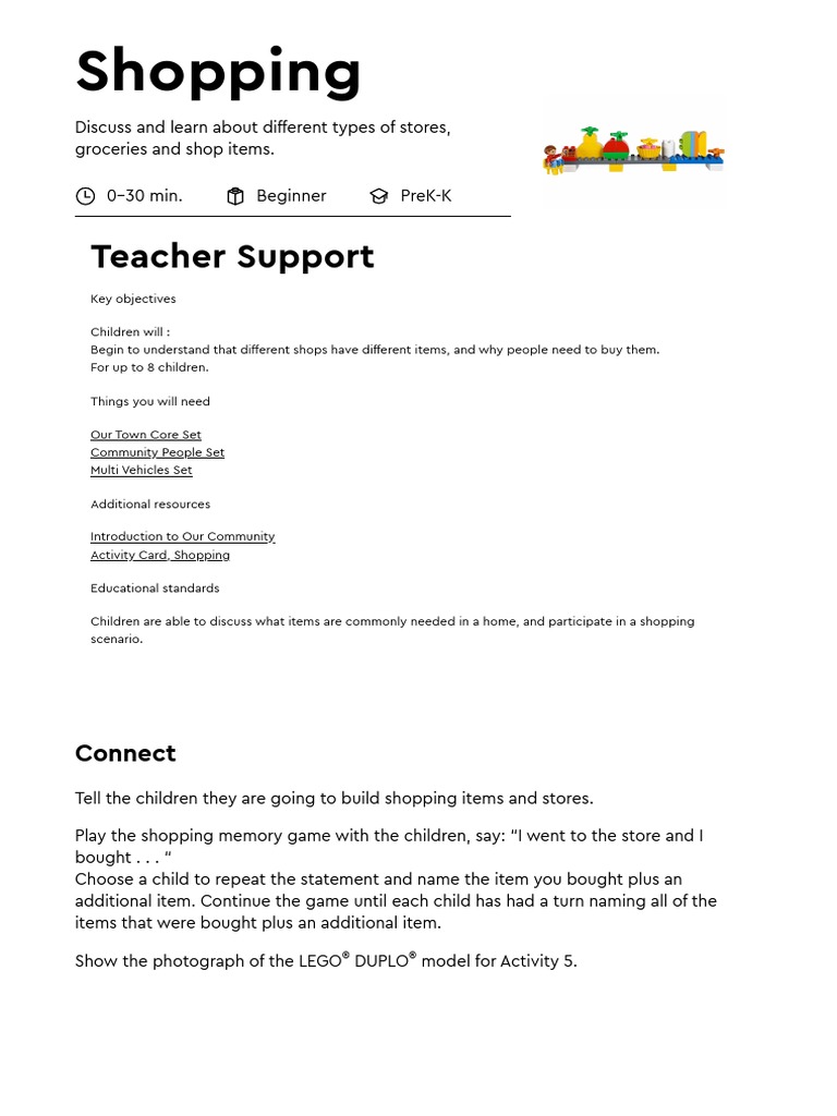 Shopping Lesson Plan | PDF