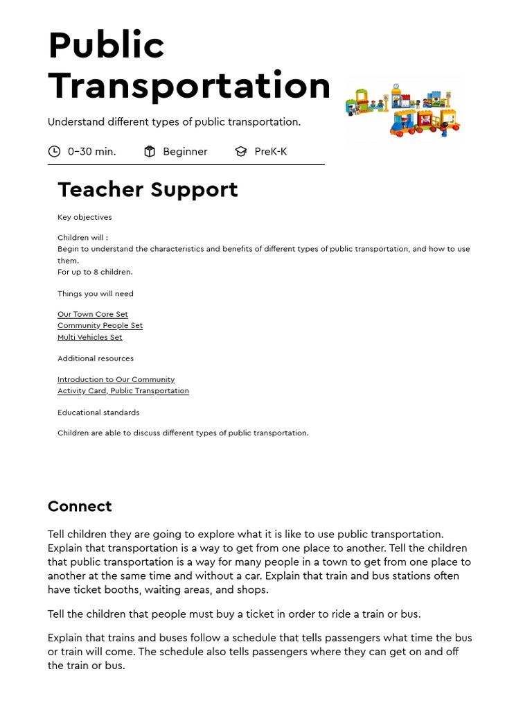 Public Transportation Lesson Plan | PDF | Public Transport | Bus