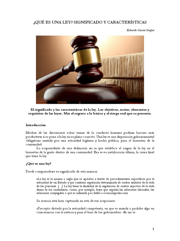¿Qué Es Una Ley - Significado y Características - García | PDF | Estatuto