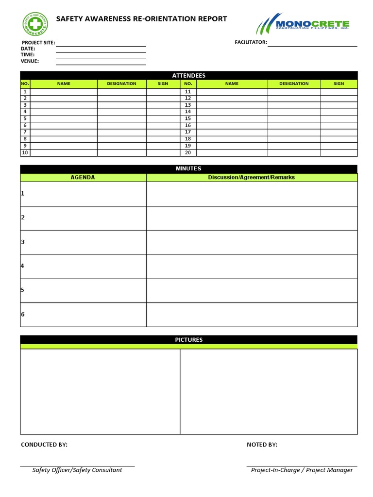 Safety Awareness Re-Orientation Form | PDF