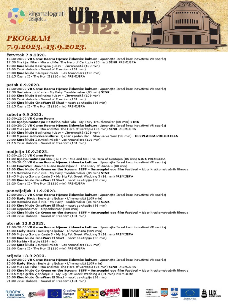 Program Kina Urania 7.9.-13.9.2023 | PDF