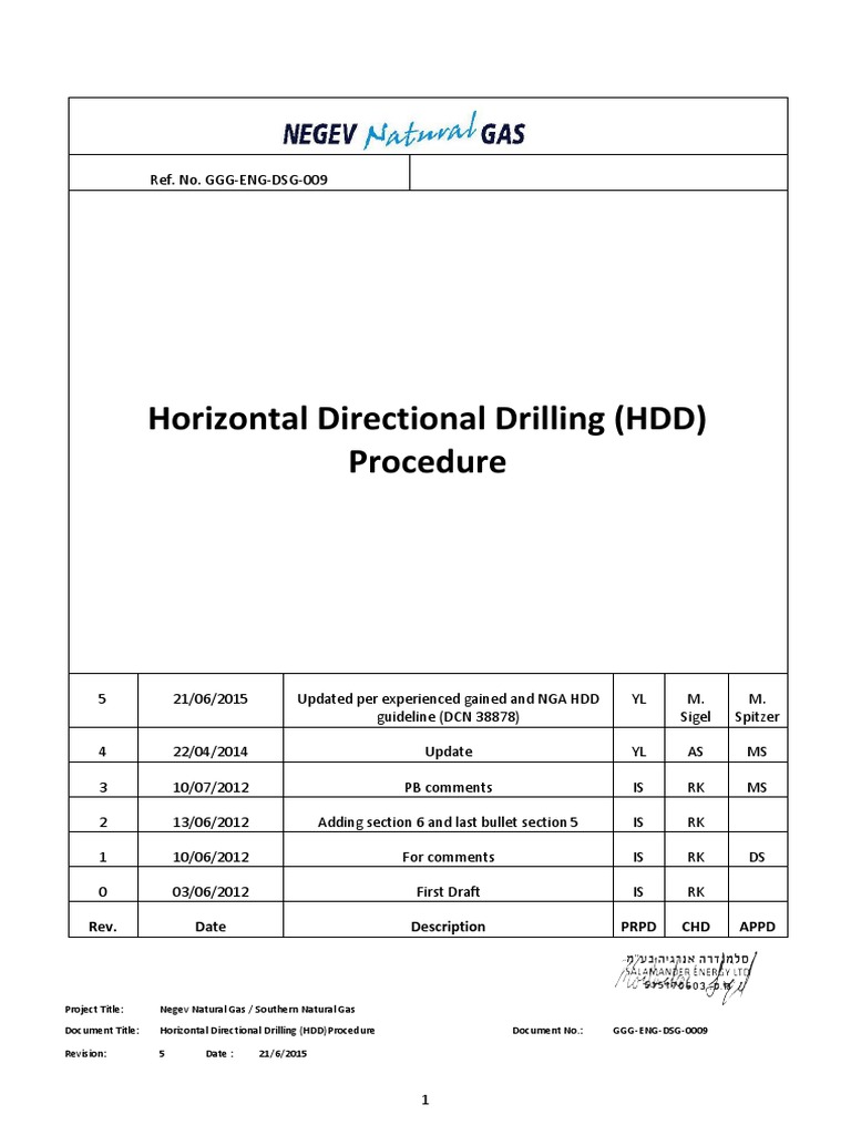 HDD Procedure GGG-ENG-DSG-009 | PDF | Civil Engineering | Physical Sciences