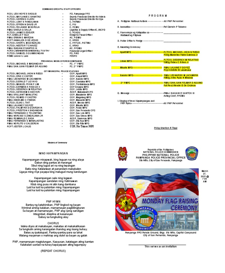 Program Flag Raising | PDF | Philippines