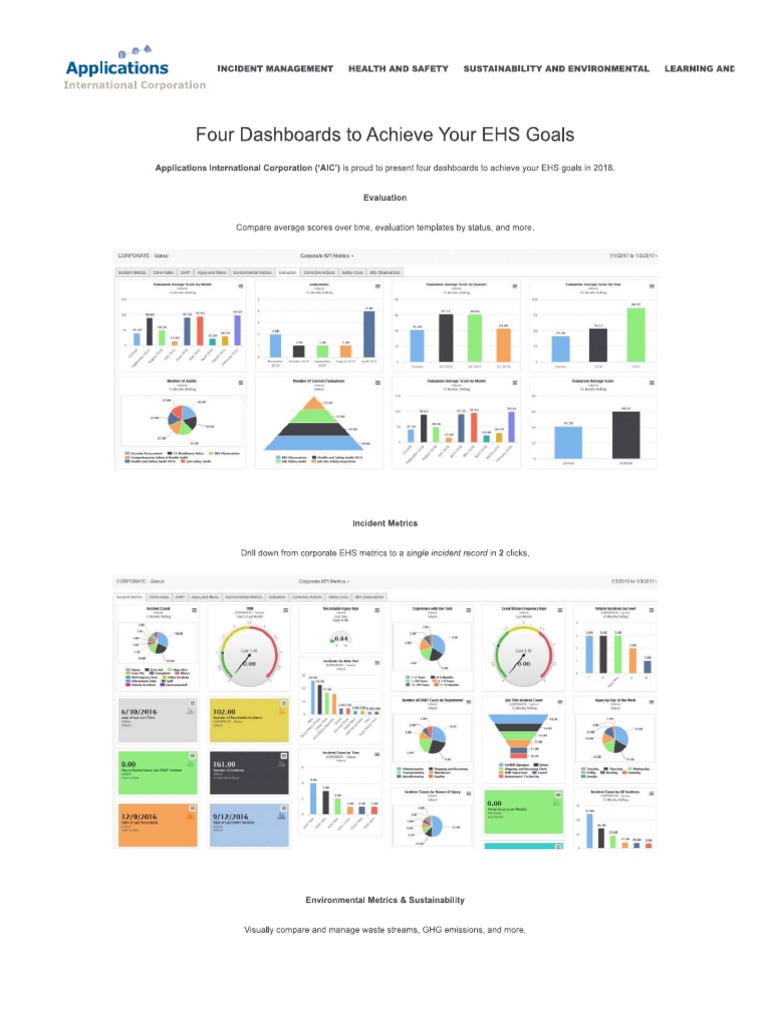 Dashboards To Achieve Your EHS Goals | PDF