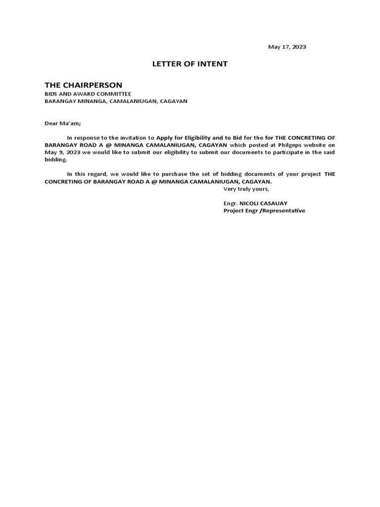 Letter of Intent 02 | PDF