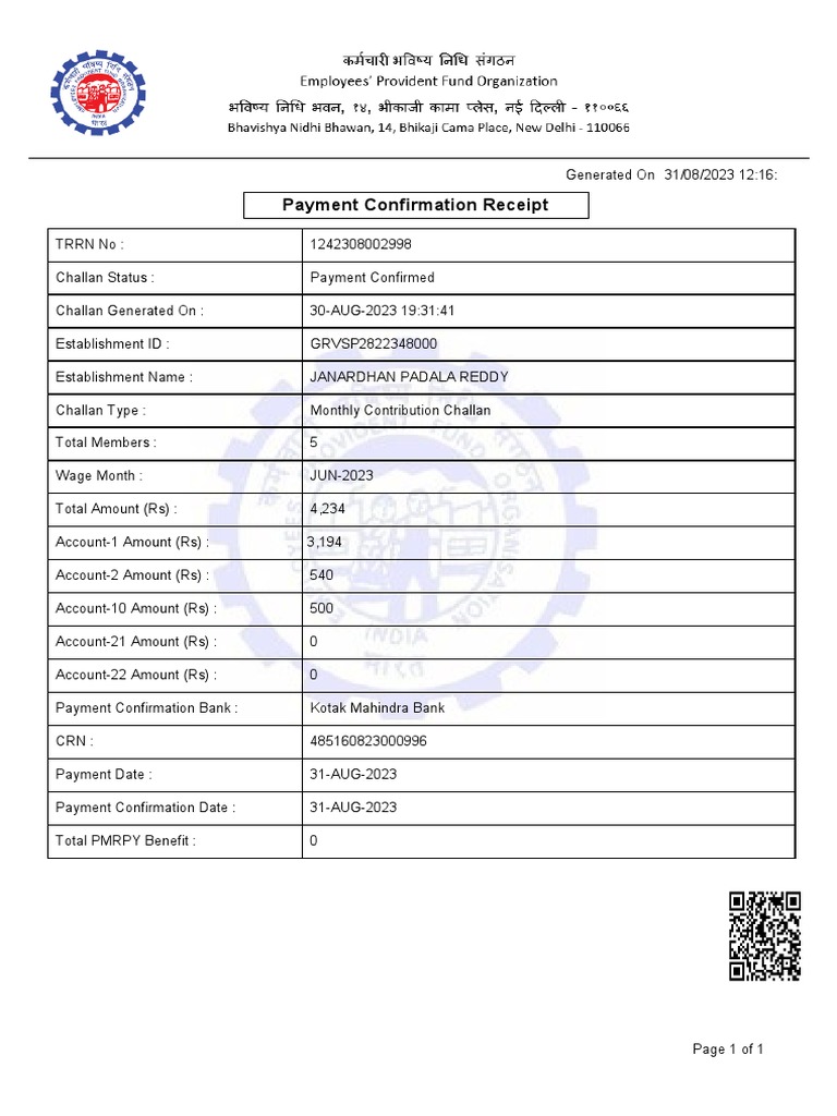 PF PAYMENT | PDF