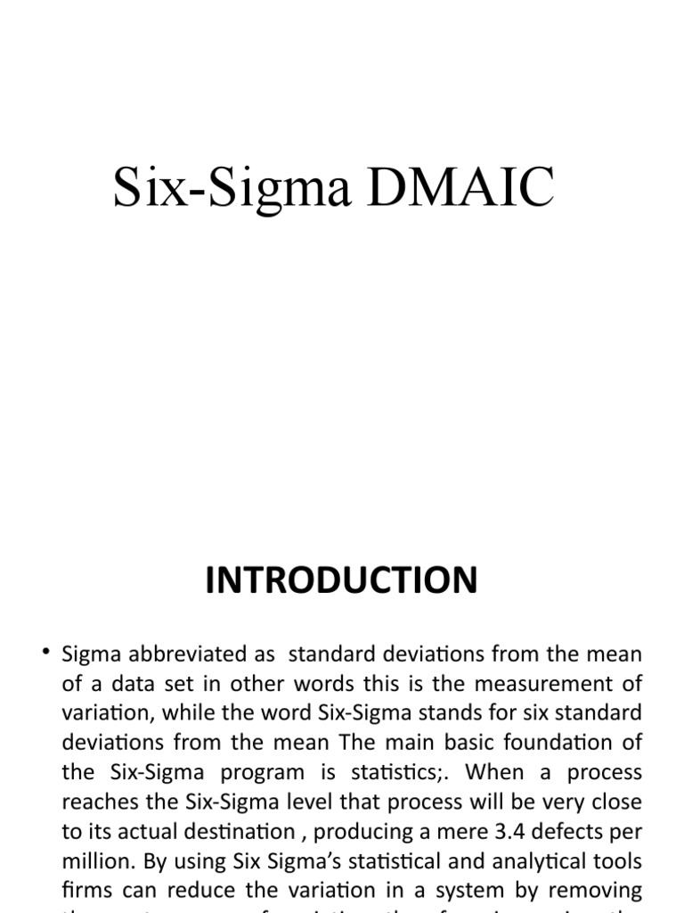 Six Sigma DMAIC | Download Free PDF | Six Sigma | Standard Deviation