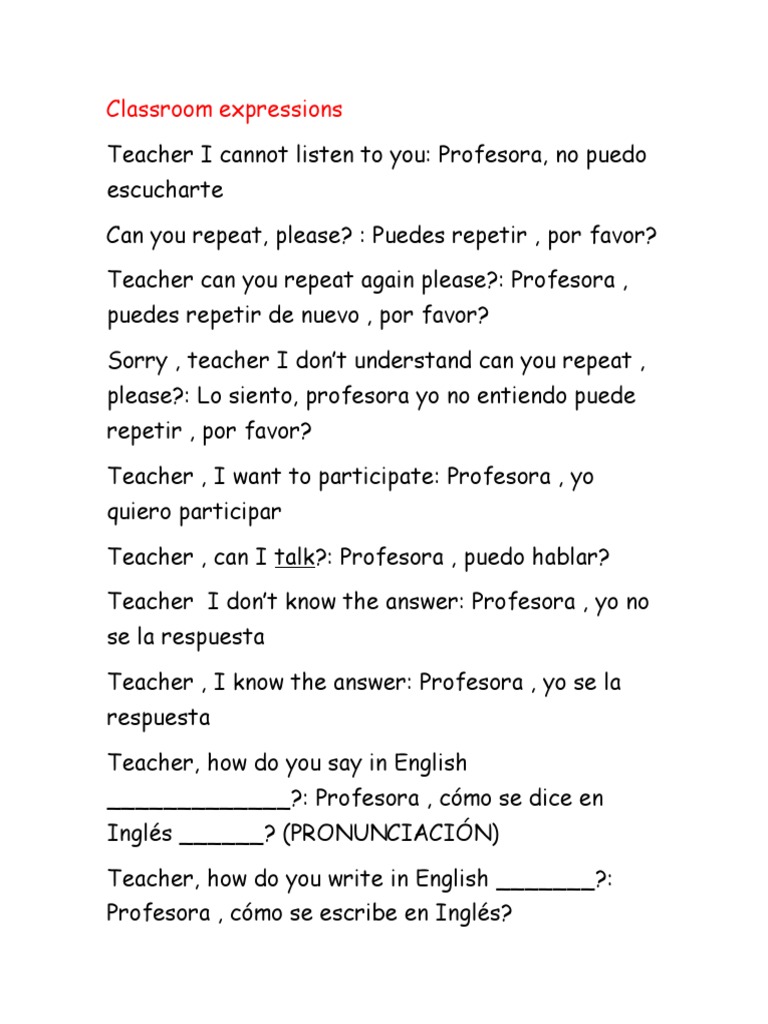 Classroom Expressions | PDF