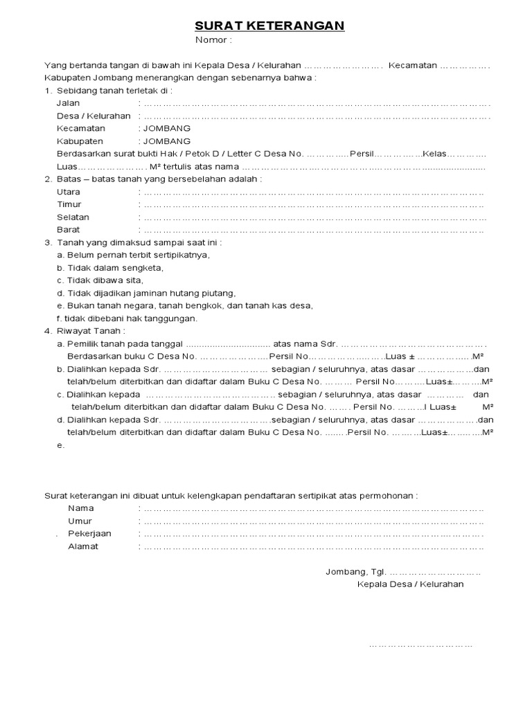 Contoh Surat Petok D dan Pengukuran Tanah | PDF