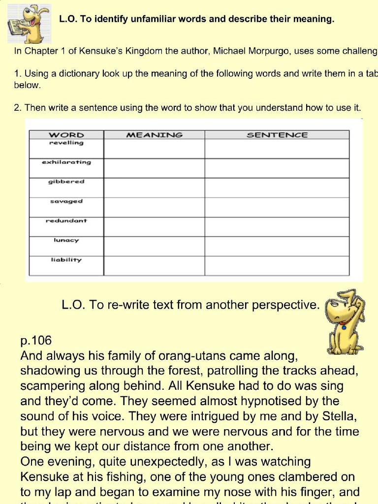 Kensuke's Kingdom Activities | PDF