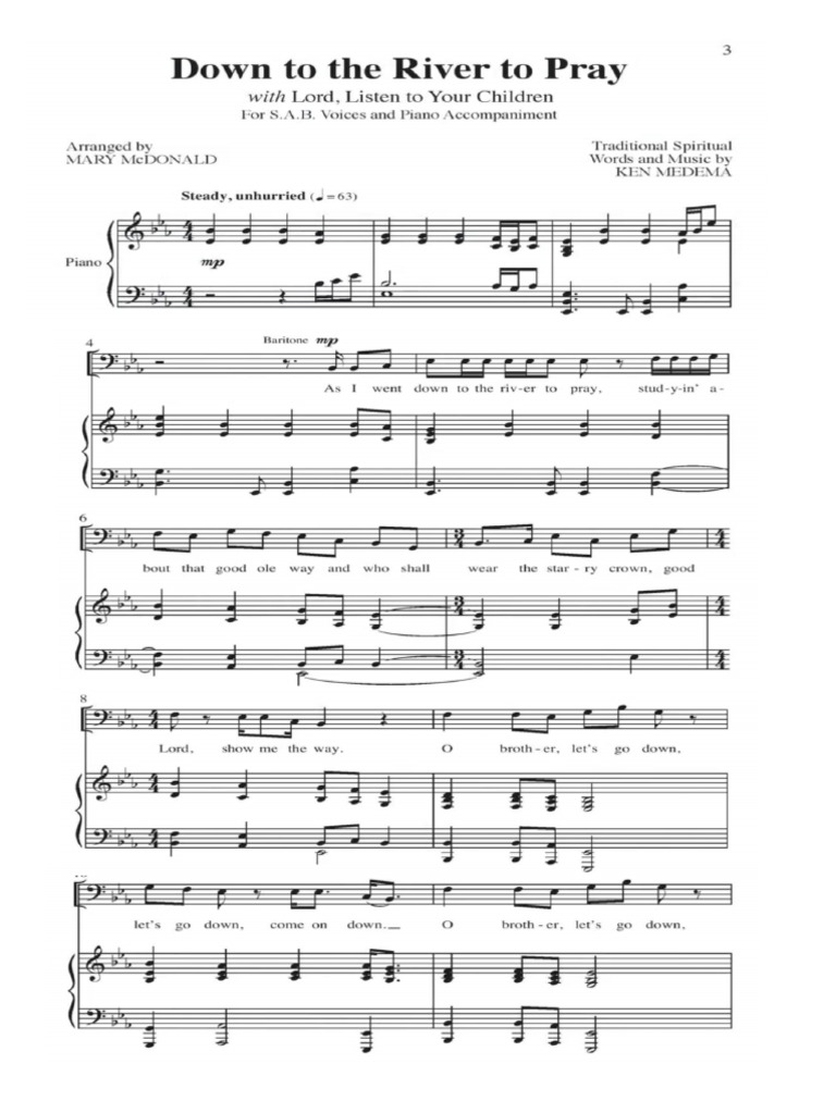Down To The River To Pray Music Sheet | PDF