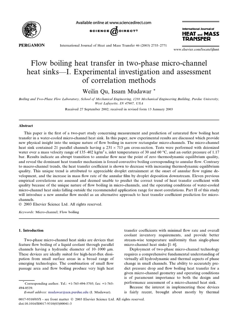 Flow Boiling Heat Transfer in Two-Phase Micro-Channel Heat Sinks - I ... Flow Boiling Heat Transfer in Two-Phase Micro-Channel Heat Sinks - I ...