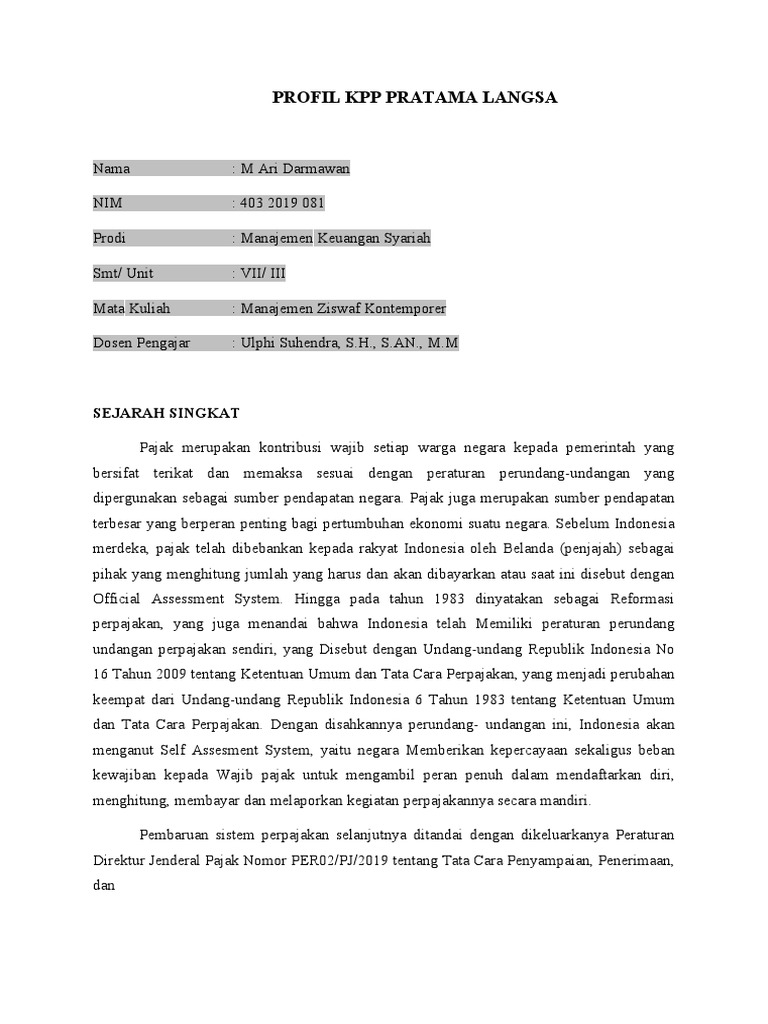 Profil KPP Pratama Langsa | PDF