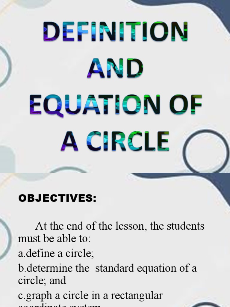 Definition and Equation of A Circle | Download Free PDF | Circle ...