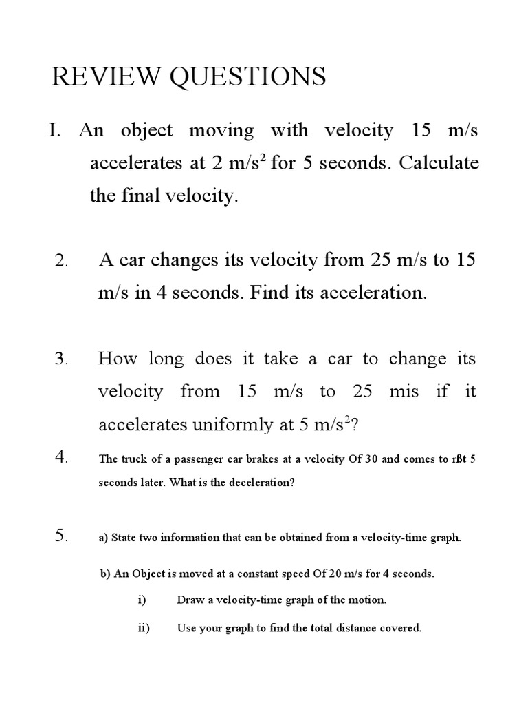 Kinematics Aki Ola Questions | PDF | Acceleration | Velocity