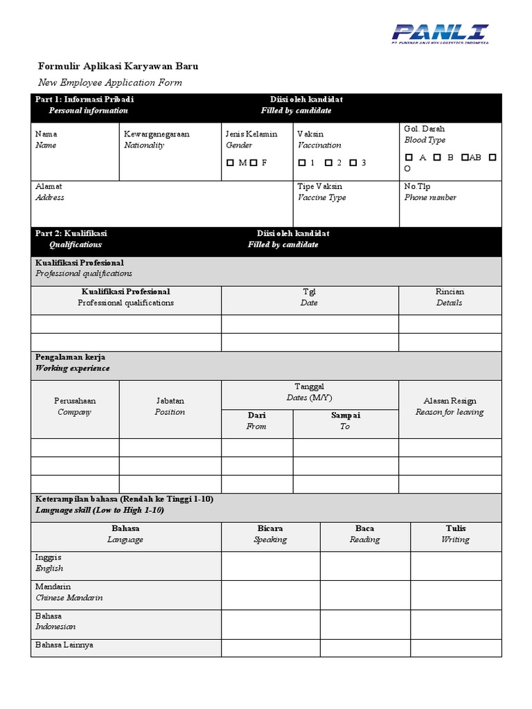 002 210618 - New Employee Application Form | PDF