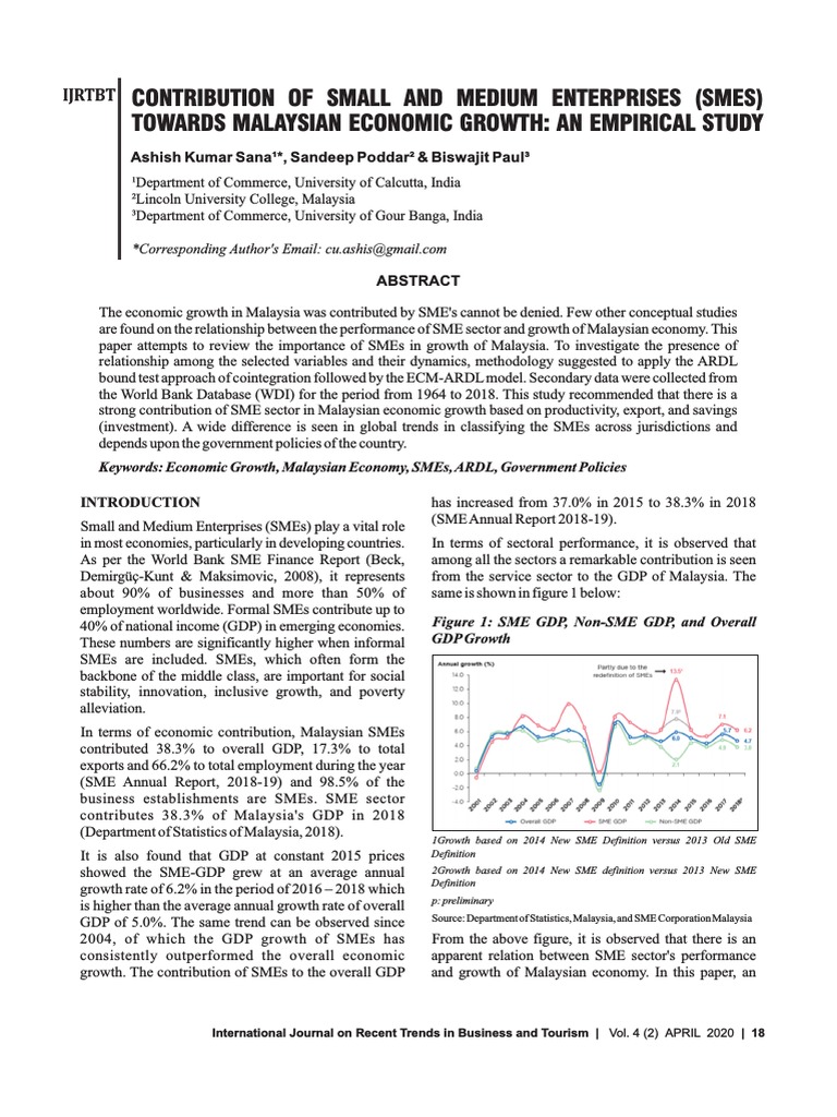 Contribution of Smes Towards Malaysian Economic Growth An Empirical Study | PDF | Small And ...