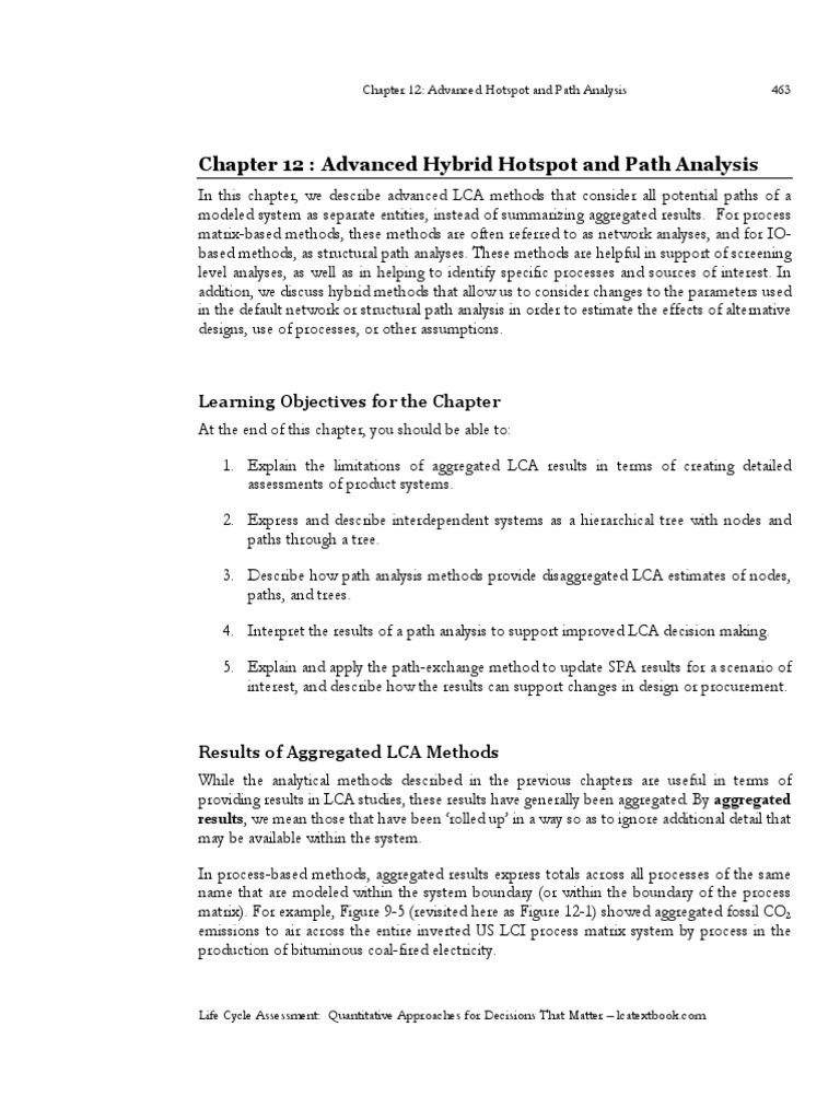 LCA Book - Chapter 12 (Advanced Hotspot Modeling and Path Analysis) | PDF | Life Cycle ...