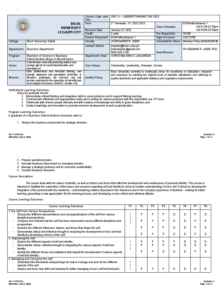 Gec II UNDERSTANDING THE SELF | PDF | Self Concept | Learning