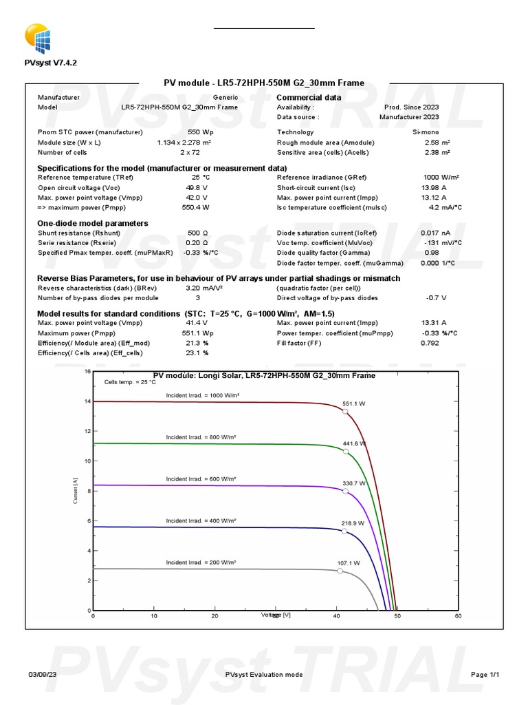 Longi LR5-72HPH-550M Datasheet | PDF | Diode | Electrical Components