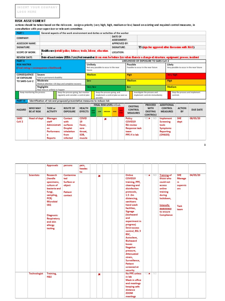 Risk Assessment Template TR | PDF | Personal Protective Equipment ...