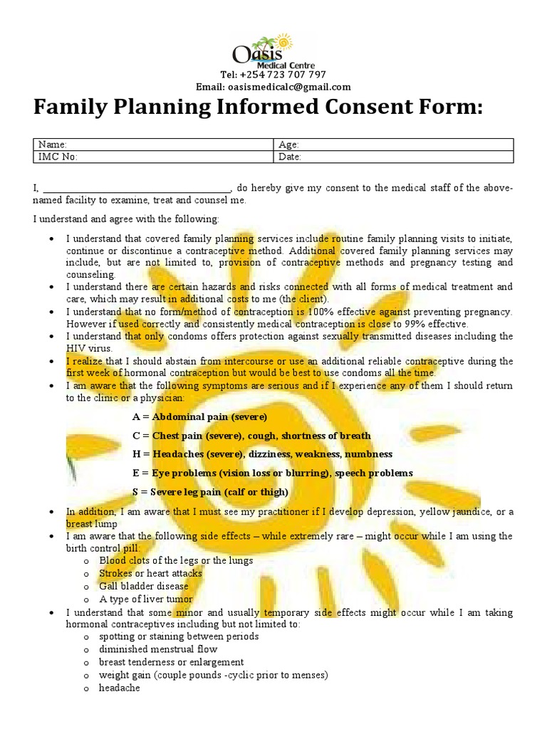 FP Consent | PDF | Birth Control | Family Planning