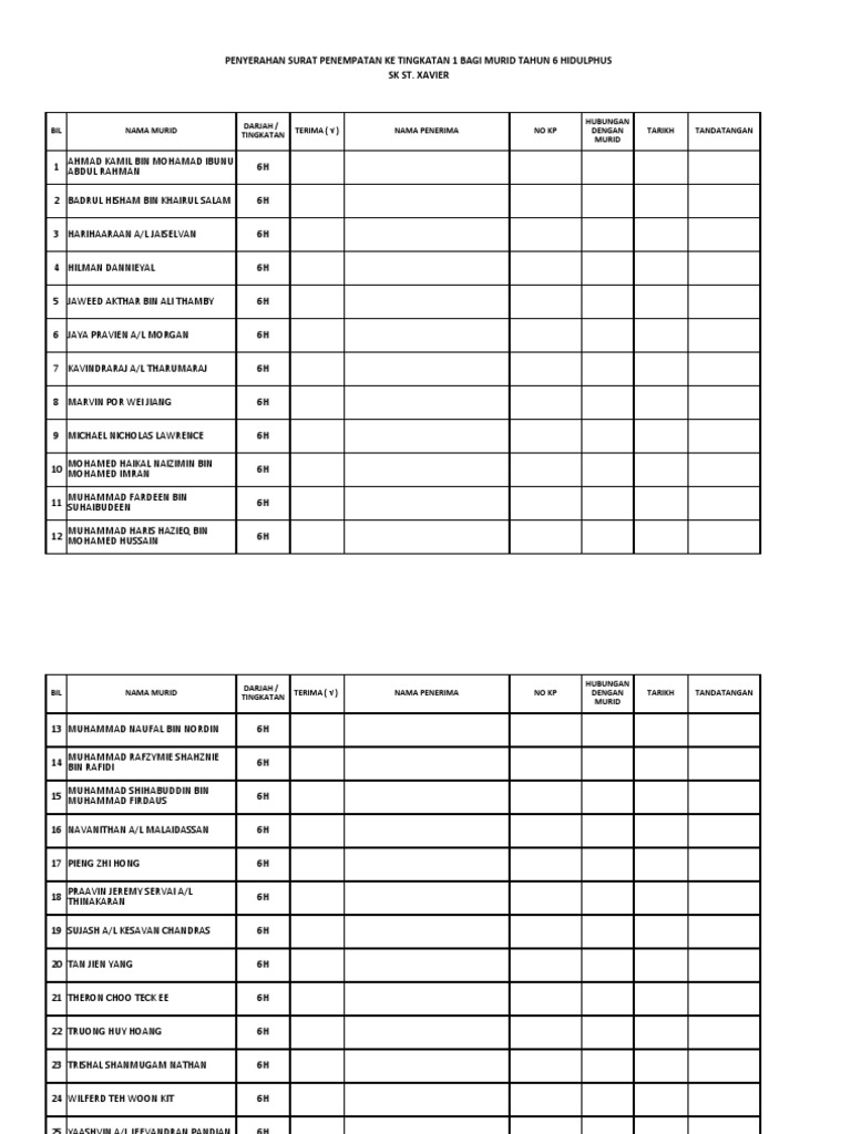 Borang Akuan Terima Surat Penempatan 2023 - 6H | PDF