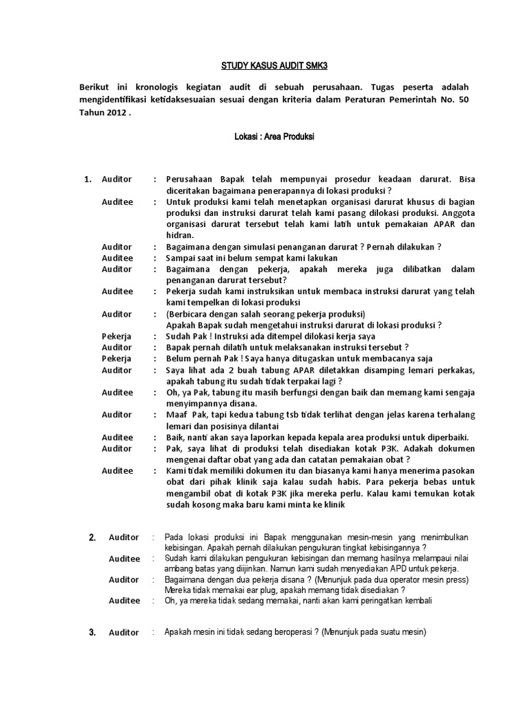 Studi Kasus Audit SMK3 | PDF