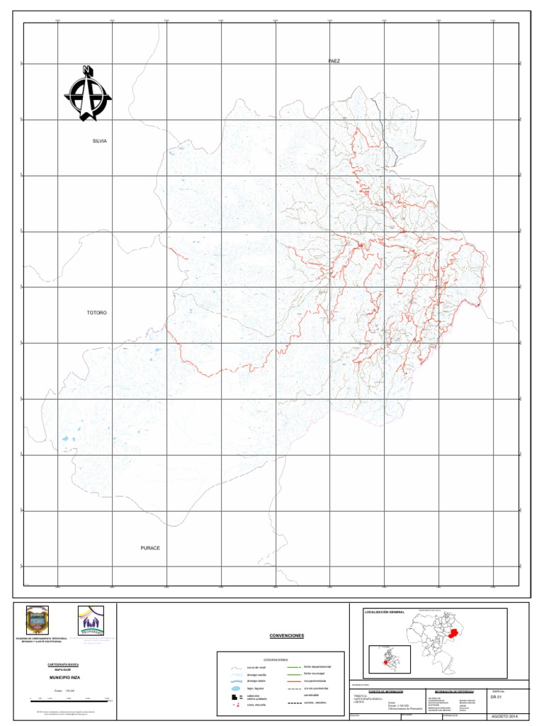 3516 - 01mapa Base Inzá Cauca | PDF | Geofísica | Geografía
