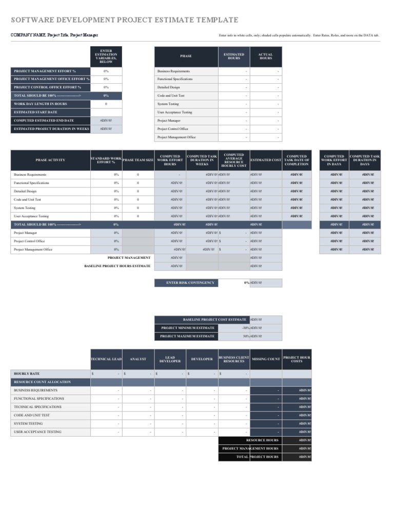 IC Software Development Project Estimate 11114 | PDF | Project ...