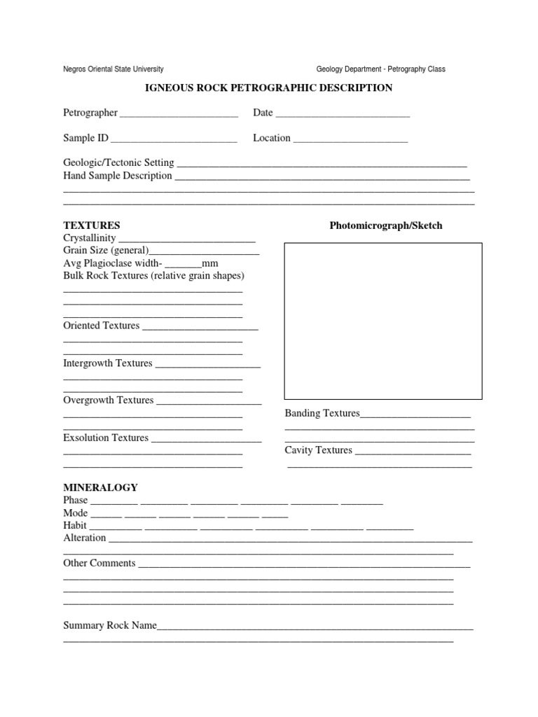 Petrographic Form - Igneous Rock | PDF | Rocks | Materials
