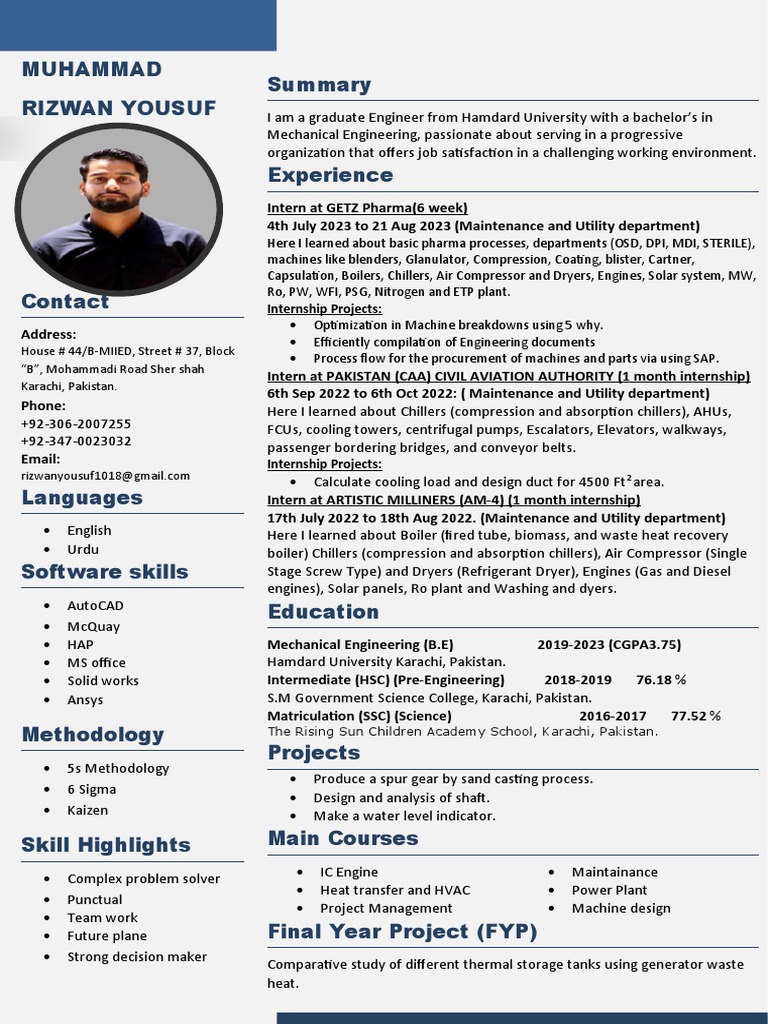 M. Rizwan Yousuf's CV | Download Free PDF | Physical Sciences | Manufactured Goods