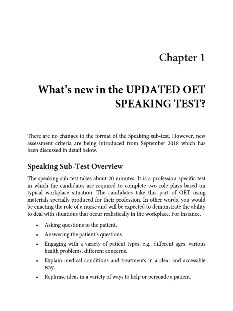 Updated OET Speaking Test Guide | PDF | Question | Speech