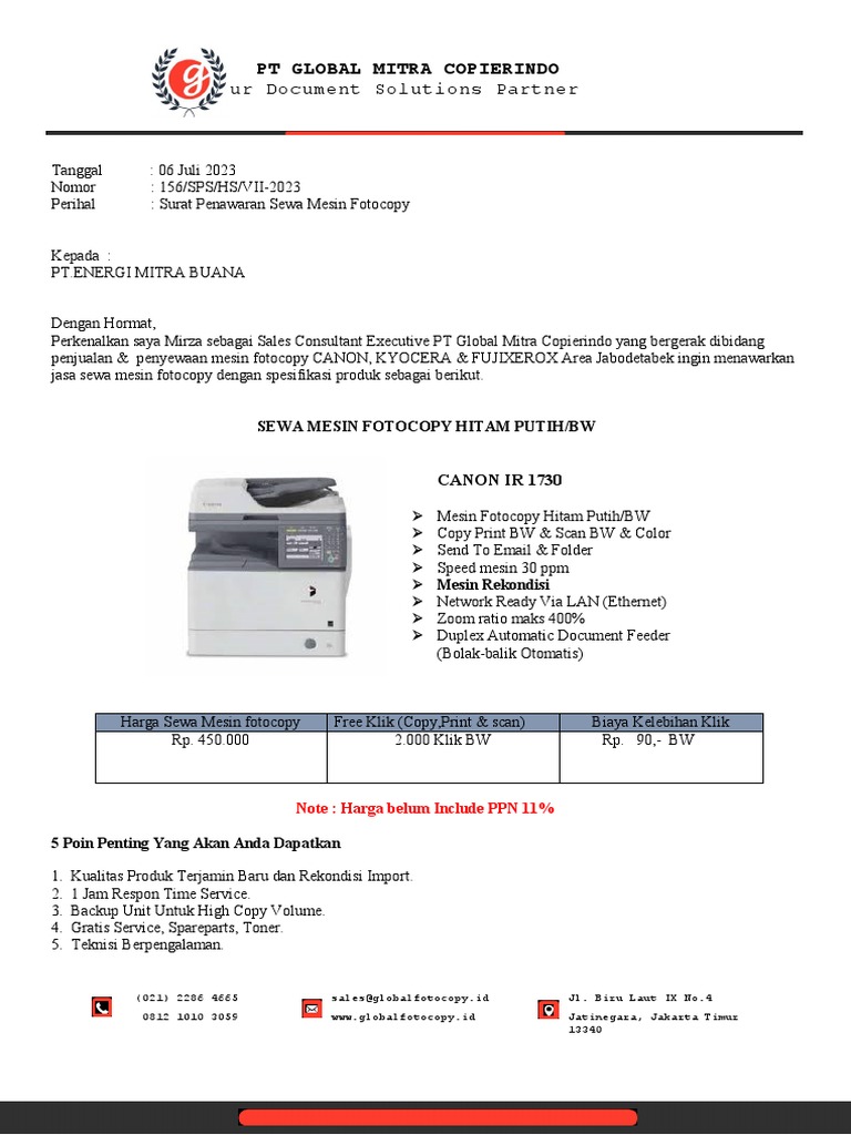 Penawaran IR 1730 | PDF | Bisnis