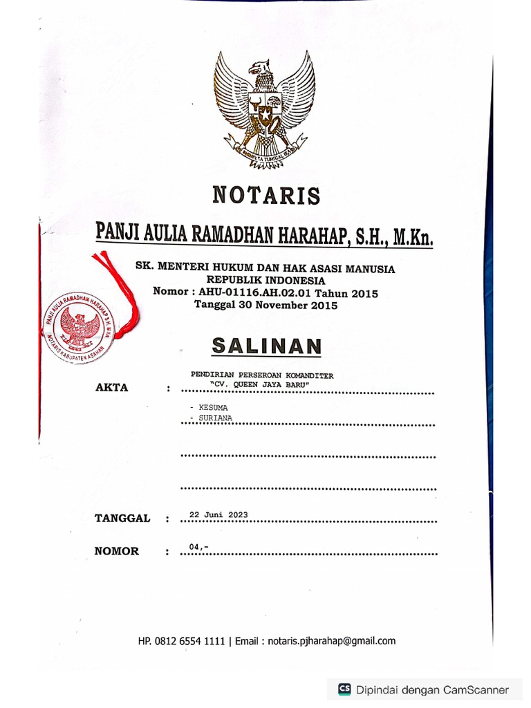 Akte Notaris Queen | PDF