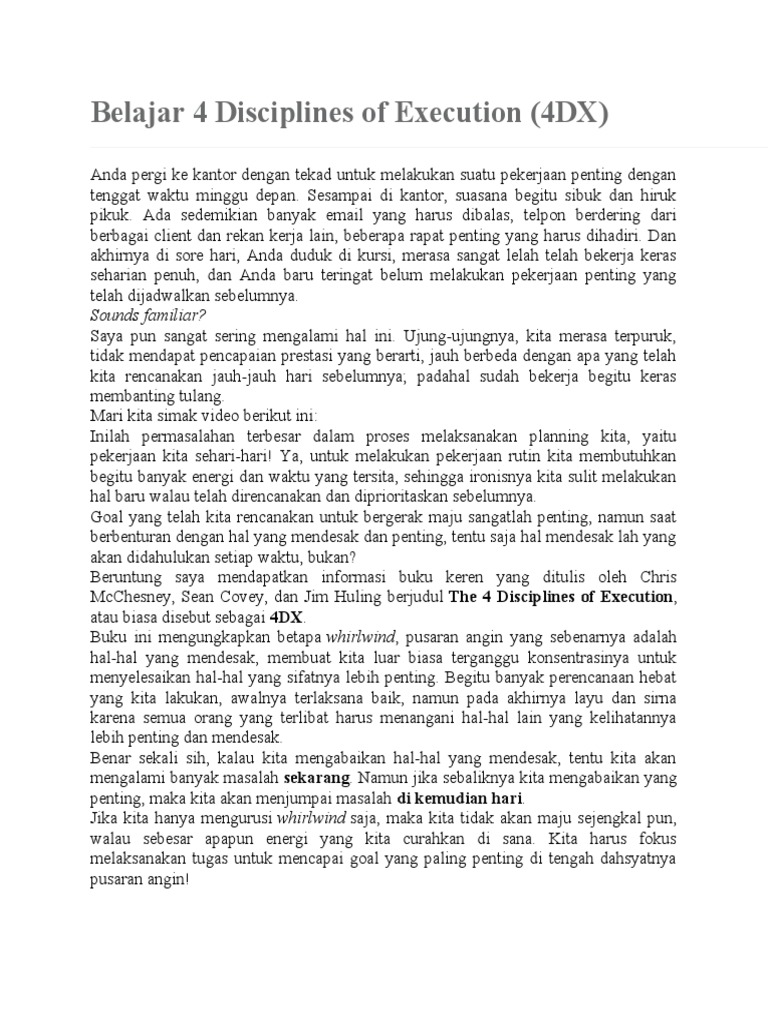 Belajar 4 Disciplines of Execution | PDF