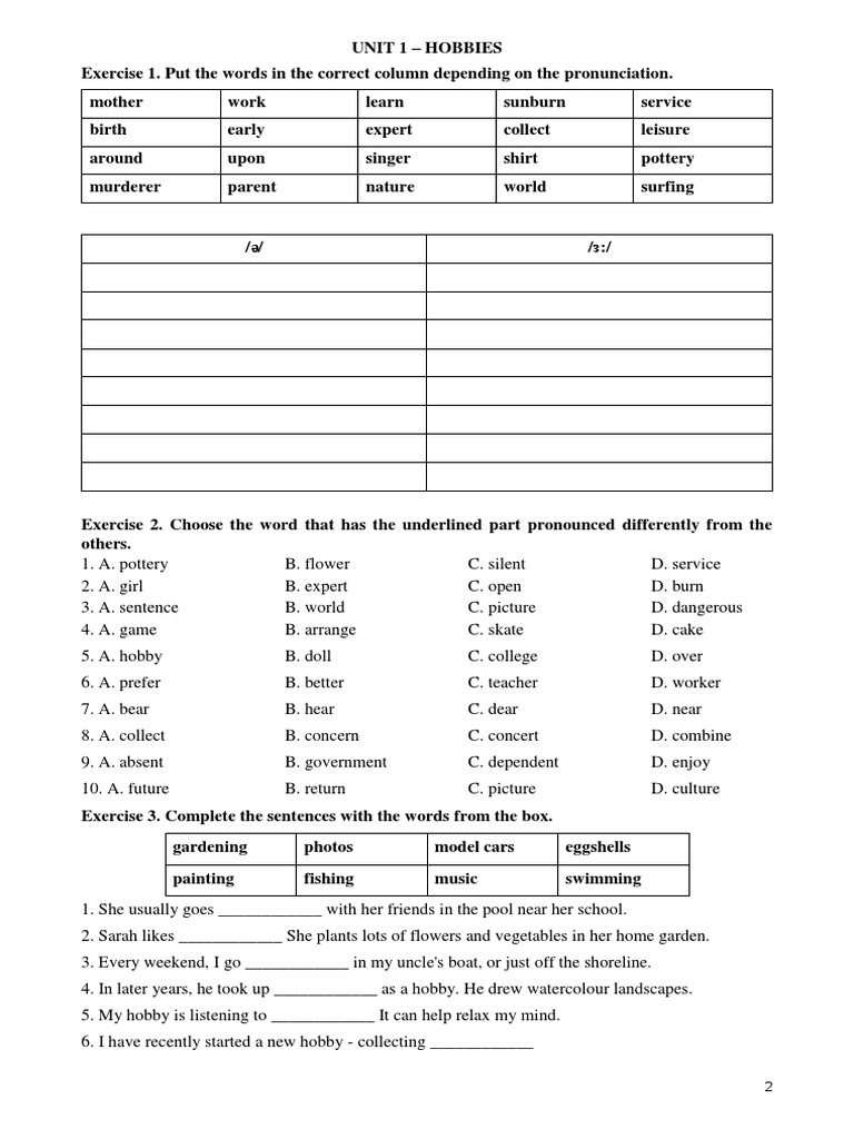 Unit 1-Global Success 7 | PDF | Hobbies