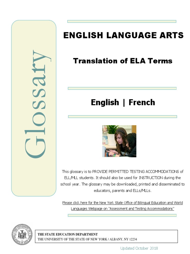 ELA Terms Glossary: English-French | PDF | Linguistics