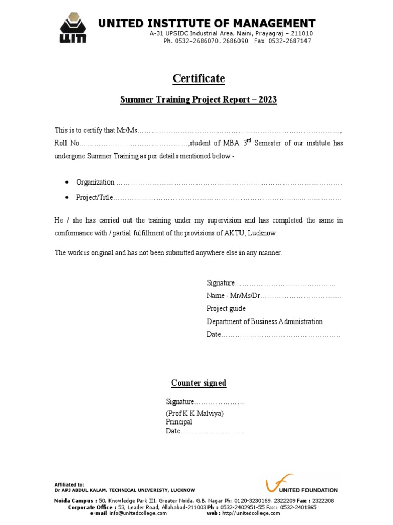 STPR College Certificate 2023 | PDF
