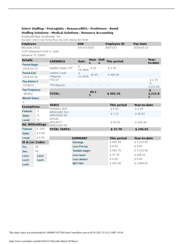 March 2018 Paystub Details for Nelson Cruz | PDF | Taxes | United ...