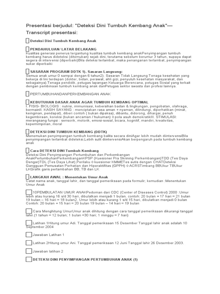 Presentasi Berjudul DDTK | PDF
